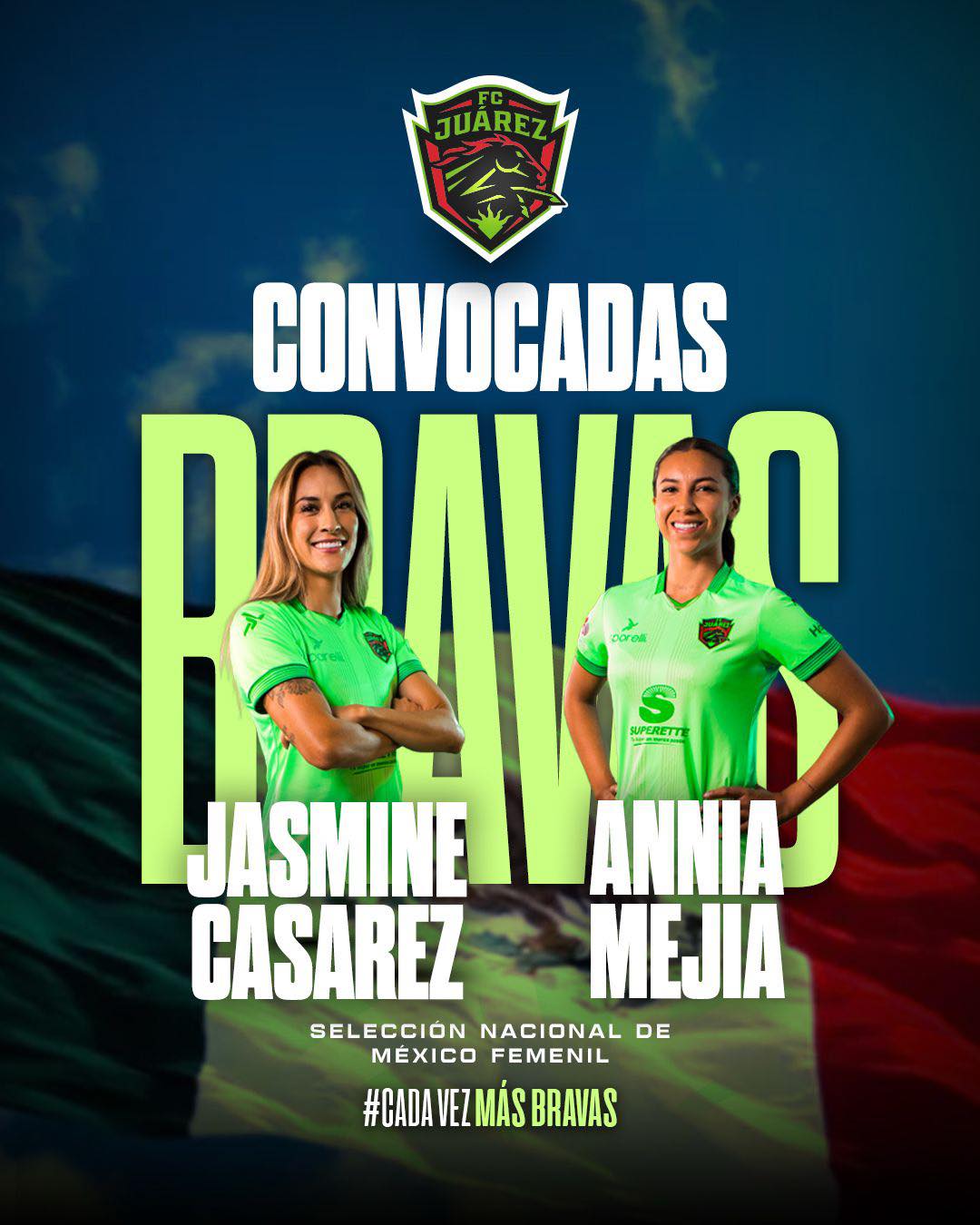 Jasmine Casarez y Annia Mejía, convocadas Bravas. - FC Juarez